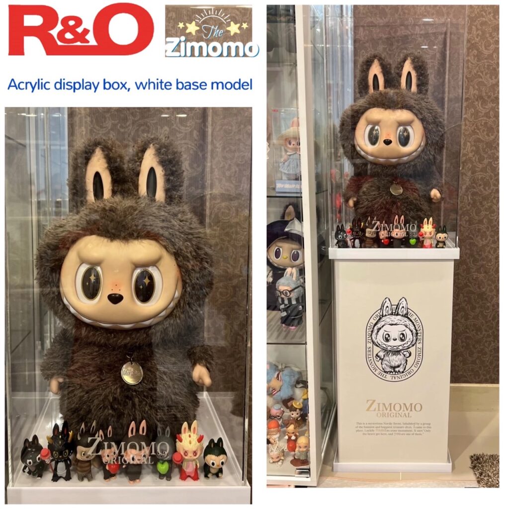 กล่องครอบโมเดล กล่องใส่ Labubu-Zimomo สีใส ฐานขาว ขนาด35×30.6×60 cm. มี ...